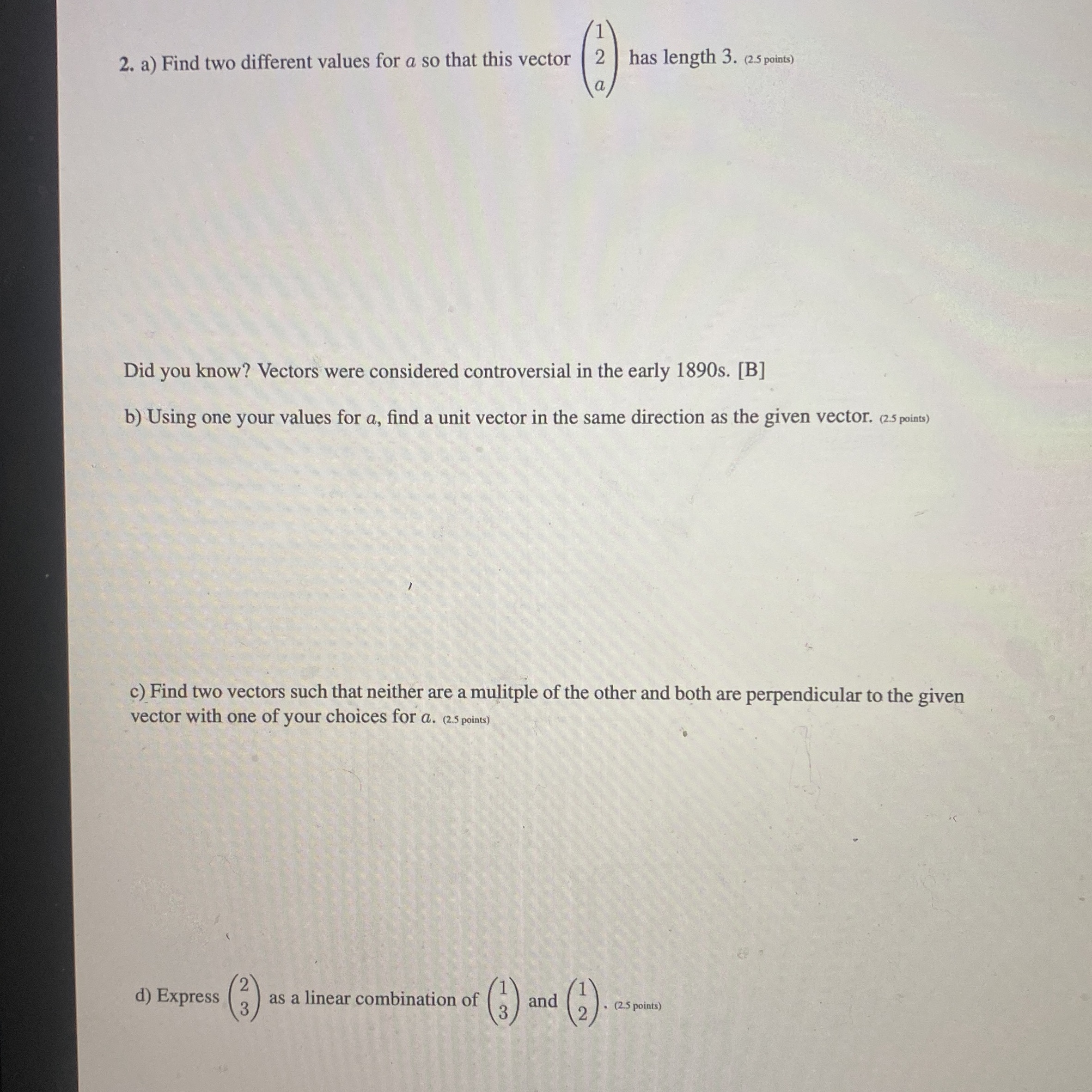Solved a) ﻿Find two different values for a ﻿so that this | Chegg.com