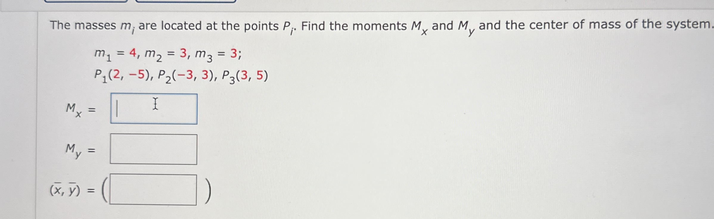Solved The masses mi ﻿are located at the points Pi. ﻿Find | Chegg.com