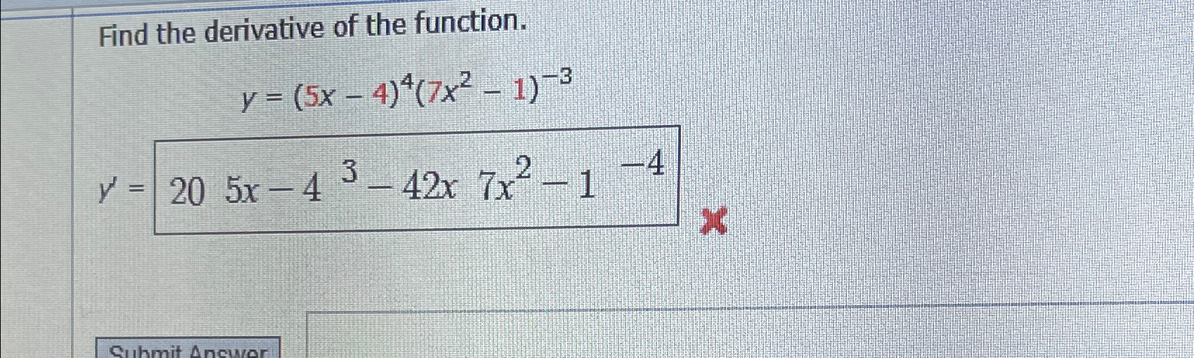 Solved Find the derivative of the | Chegg.com