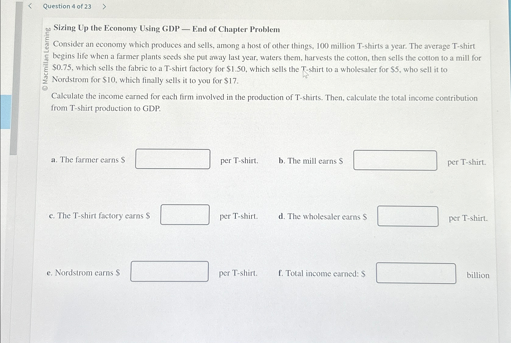 Solved Question 4 of 23Sizing Up the Economy Using GDP - | Chegg.com Solved Question 4 of 23Sizing Up the Economy Using GDP - | Chegg.com