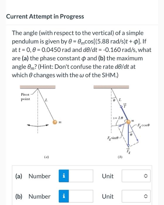 Solved The angle (with respect to the vertical) of a simple | Chegg.com