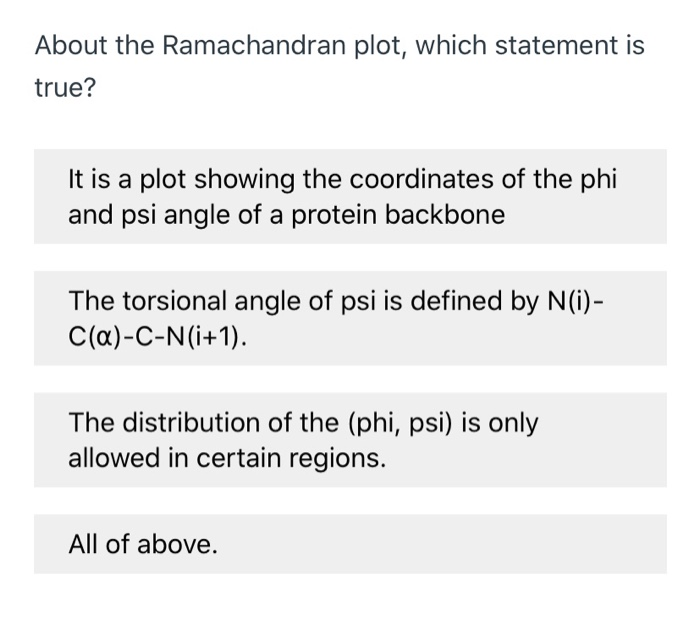 Solved About the Ramachandran plot, which statement is true? | Chegg.com