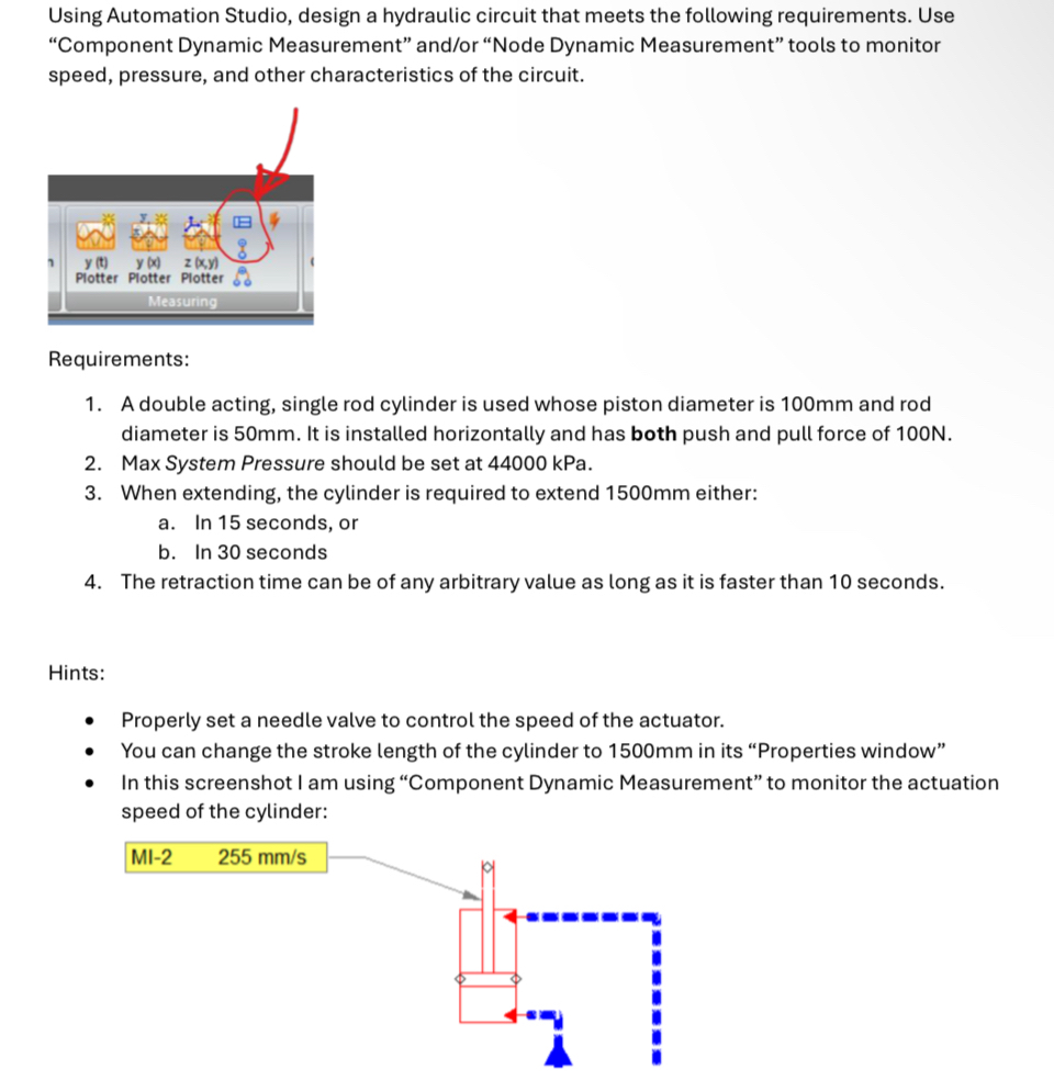 Solved Using Automation Studio, design a hydraulic circuit | Chegg.com