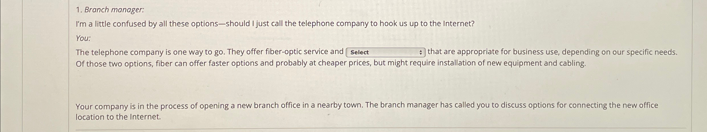 Solved Branch manager:I'm a little confused by all these | Chegg.com