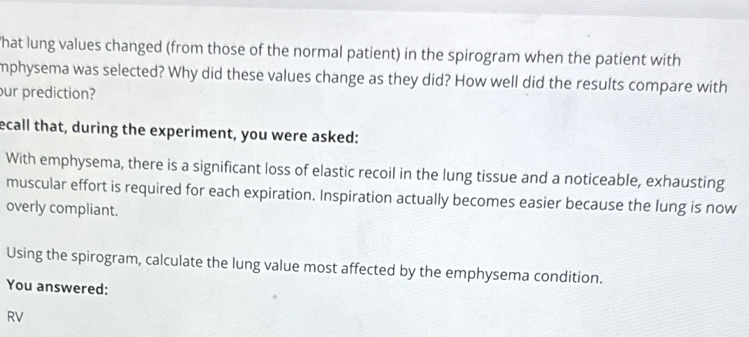 Solved hat lung values changed (from those of the normal | Chegg.com