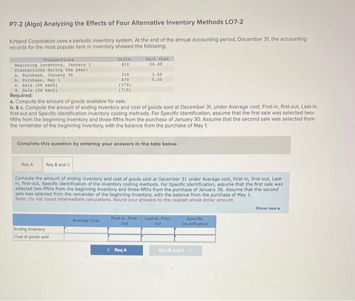 Solved P7-2 (Algo) Analyzing the Effects of Four Alternative | Chegg.com
