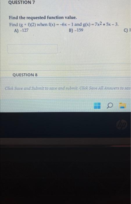 Solved Find the requested function value. Find (g∘f)(2) when | Chegg.com