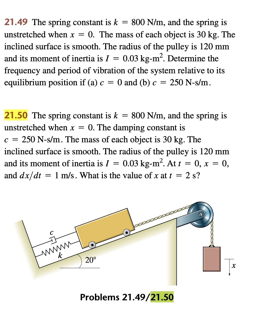 Solved 21.49 ﻿The spring constant is k=800Nm, ﻿and the | Chegg.com