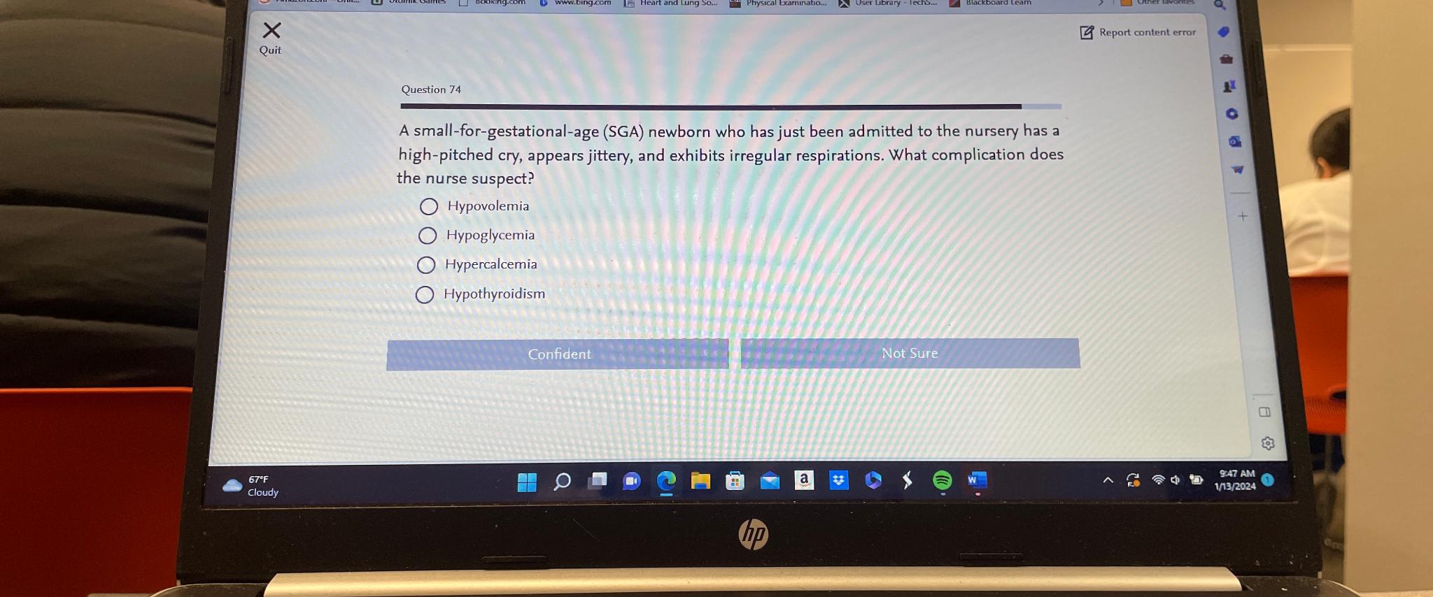 Solved Question 74A small-for-gestational-age (SGA) ﻿newborn | Chegg.com