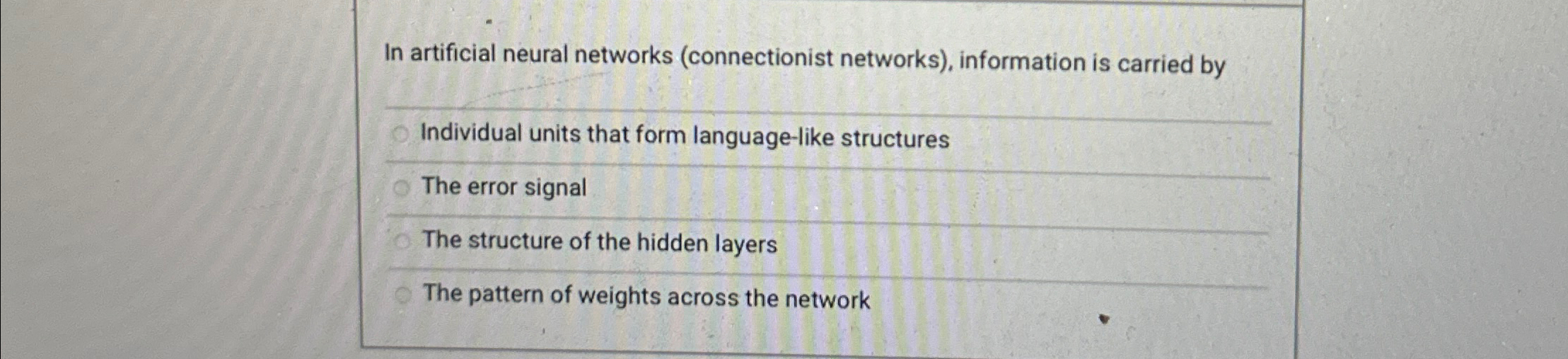 Solved In artificial neural networks (connectionist | Chegg.com