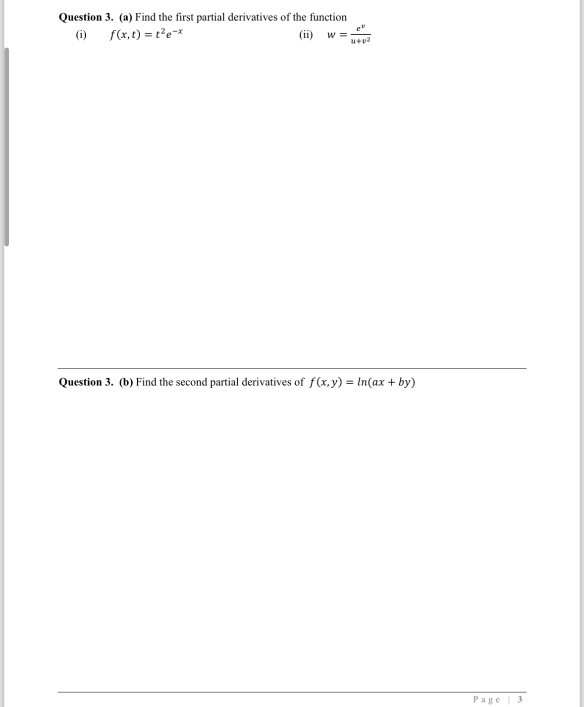 Solved Question 3. (a) ﻿Find the first partial derivatives | Chegg.com