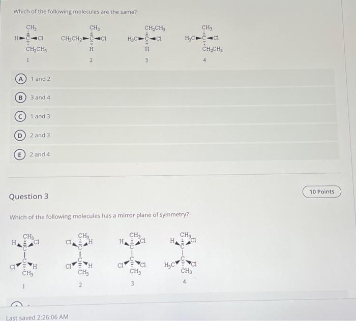 Solved Which of the following molecules are the same? 1 and | Chegg.com
