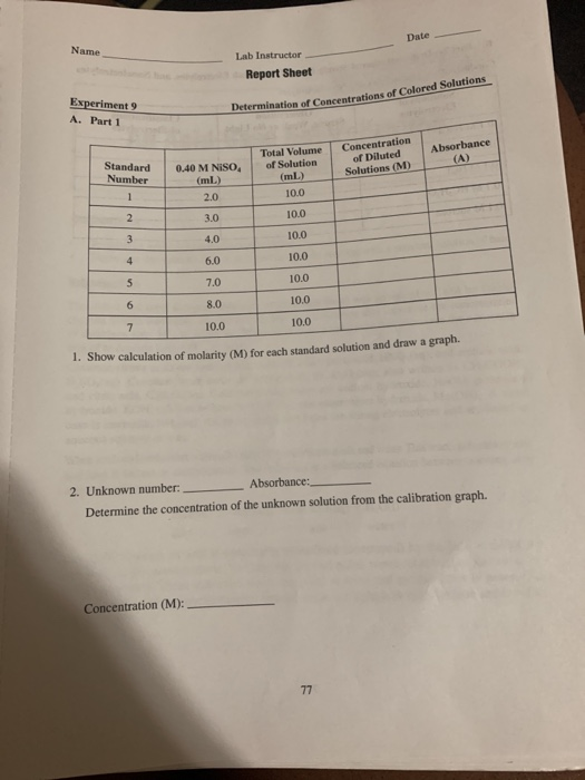 Solved Date Name Lab Instructor Report Sheet Experimente A. | Chegg.com Solved Date Name Lab Instructor Report Sheet Experimente A. | Chegg.com