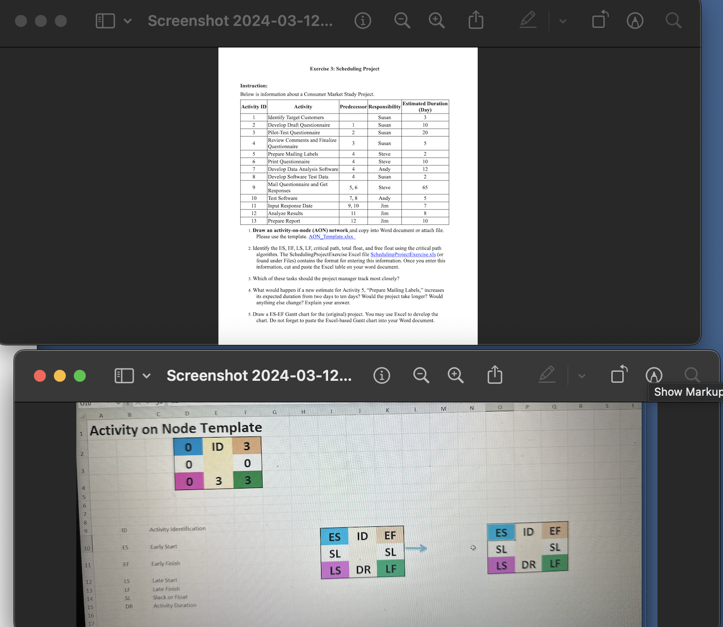 Solved Exercise 3: Scheduling ProjectInstruction:Below is | Chegg.com