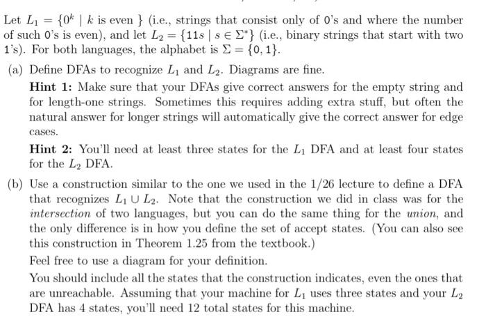 Solved Let L1={0k∣k is even } (i.e., strings that consist | Chegg.com