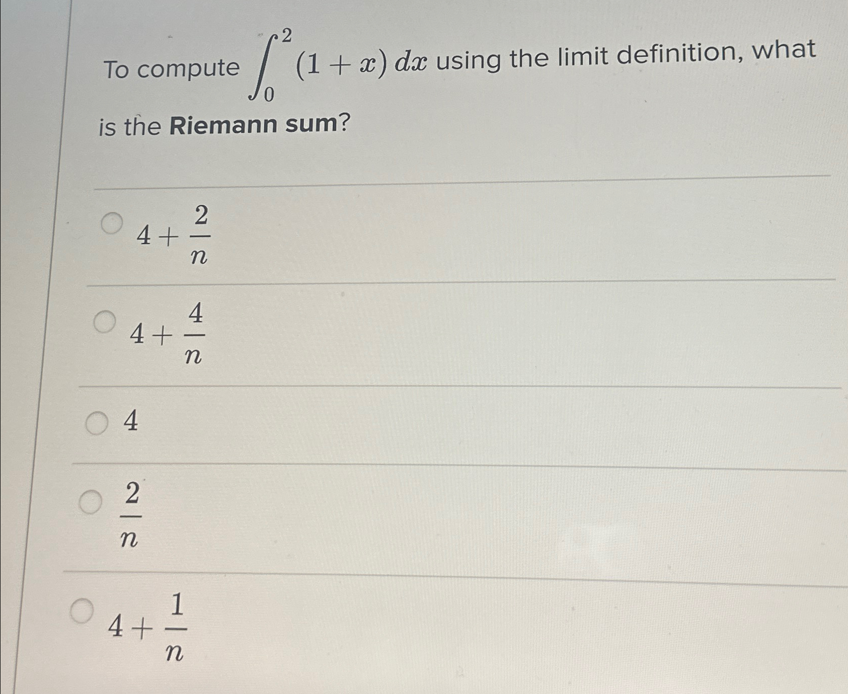 Solved To compute ∫02(1+x)dx ﻿using the limit definition, | Chegg.com