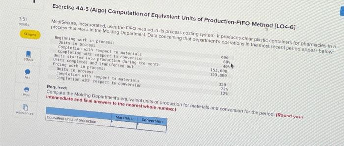 Solved Exerclse 4A-5 (Algo) Computation of Equlvalent Units | Chegg.com