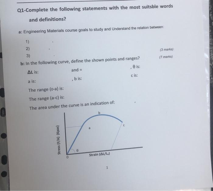 Solved Q1-Complete the following statements with the most | Chegg.com