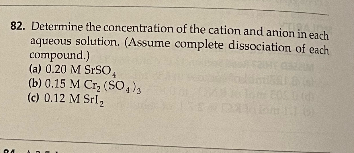 Solved Determine the concentration of the cation and anion | Chegg.com
