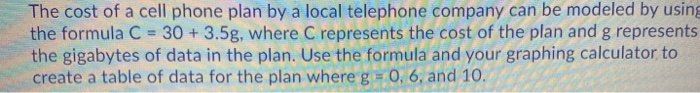 Solved The cost of a cell phone plan by a local telephone | Chegg.com