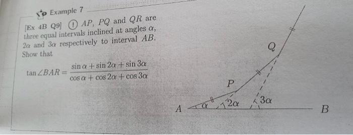 Solved three equal intervals inclined at angles α, 2α and 3α | Chegg.com