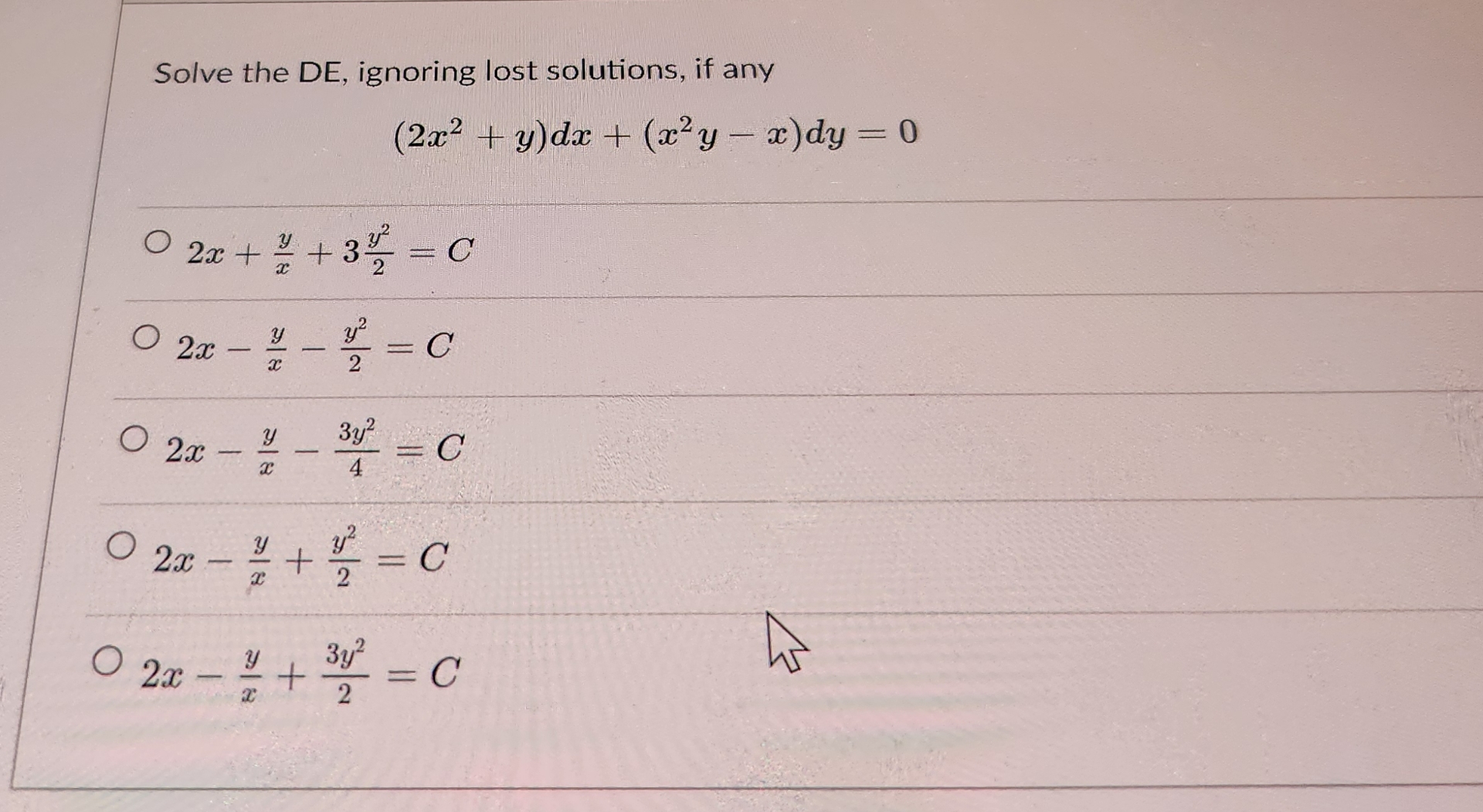 Solved Solve the DE, ﻿ignoring lost solutions, if | Chegg.com