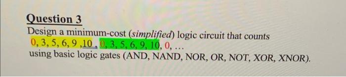 Solved Question 3 Design a minimum-cost (simplified) logic | Chegg.com