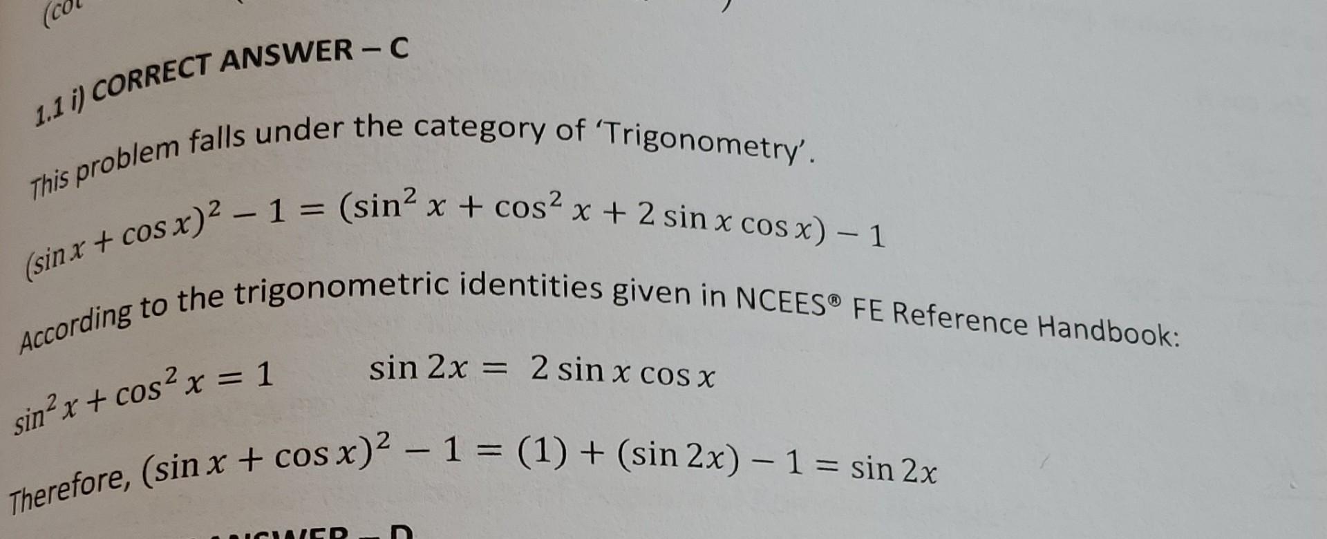 Solved Problem 1.1 i) Simplify the following trigonometric | Chegg.com