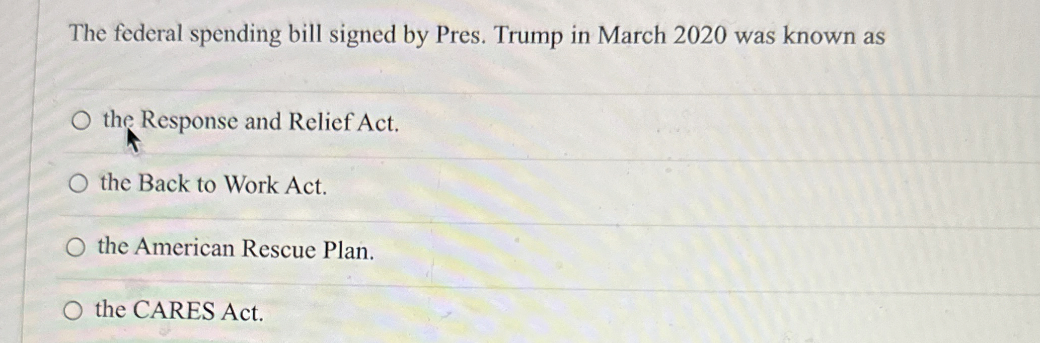 Solved The federal spending bill signed by Pres. Trump in | Chegg.com
