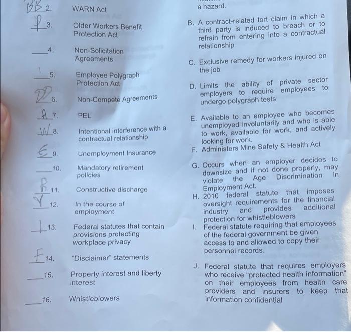 Solved WARN Act BB 2. . Older Workers Benefit Protection Act | Chegg.com