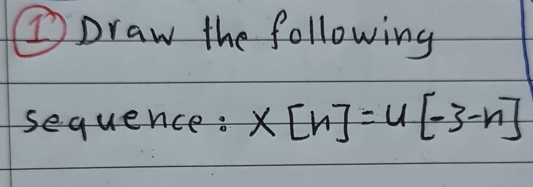Solved @ Draw the following sequence: X [w]=u[-3-n] | Chegg.com