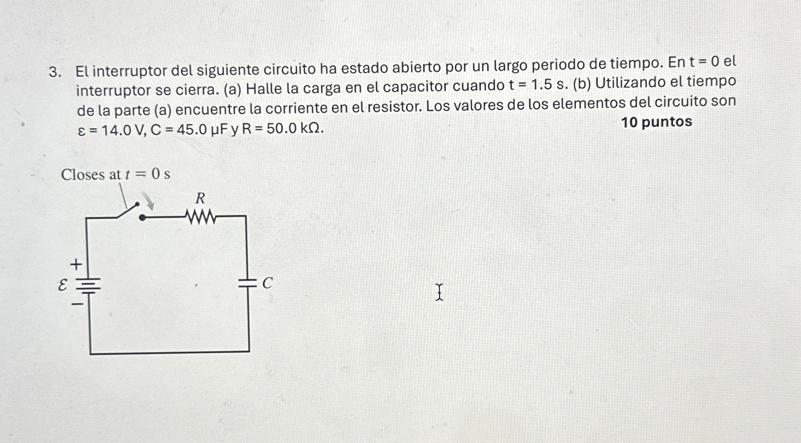 Solved El interruptor del siguiente circuito ha estado | Chegg.com