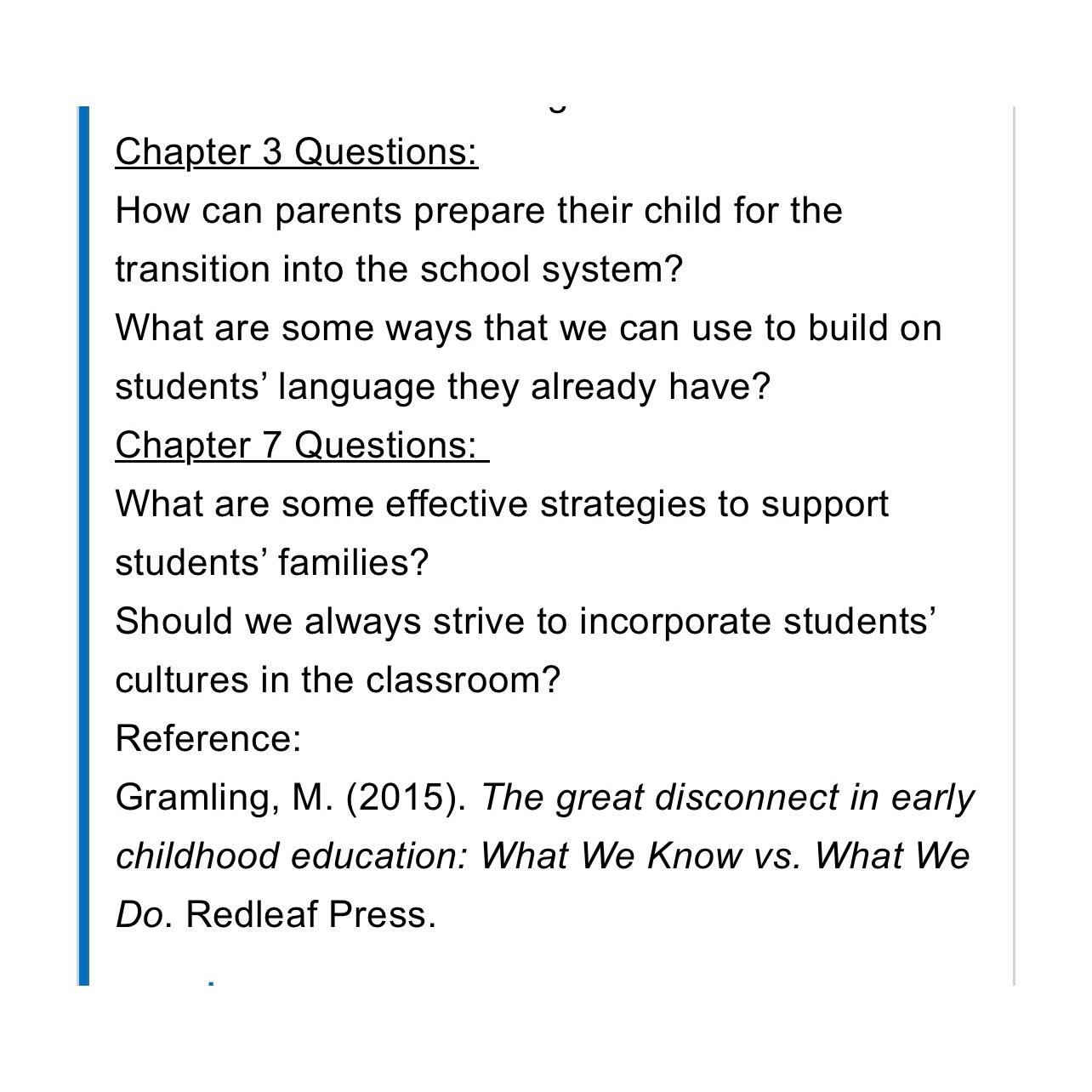 Solved Chapter 3 ﻿Questions:How can parents prepare their | Chegg.com