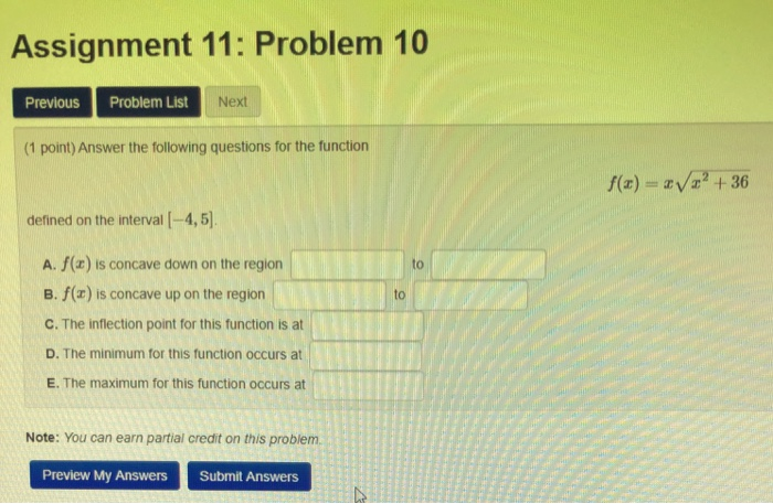 Solved Assignment 11: Problem 10 Previous Problem List Next | Chegg.com