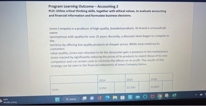 Solved Program Learning Outcome - Accounting 2 PLO: Utilize | Chegg.com