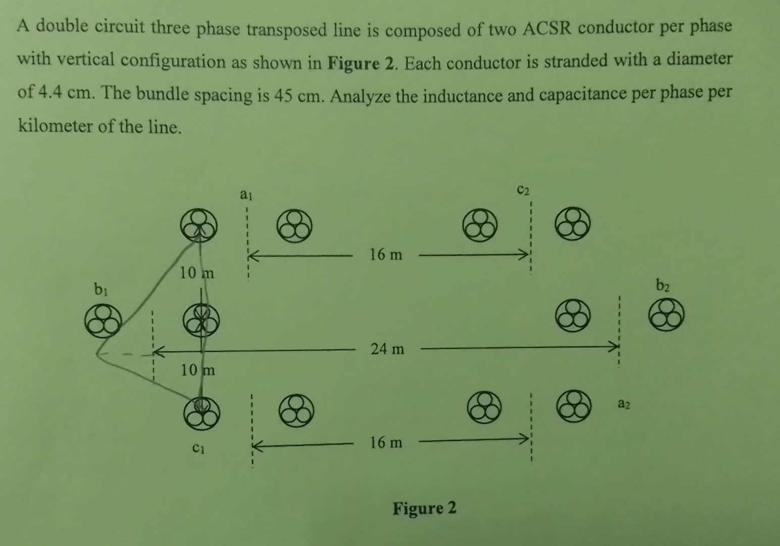 Solved A double circuit three phase transposed line is | Chegg.com