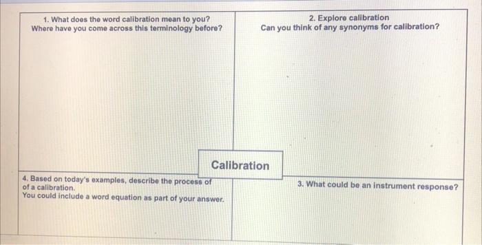 Solved 1. What does the word calibration mean to you? 2. | Chegg.com