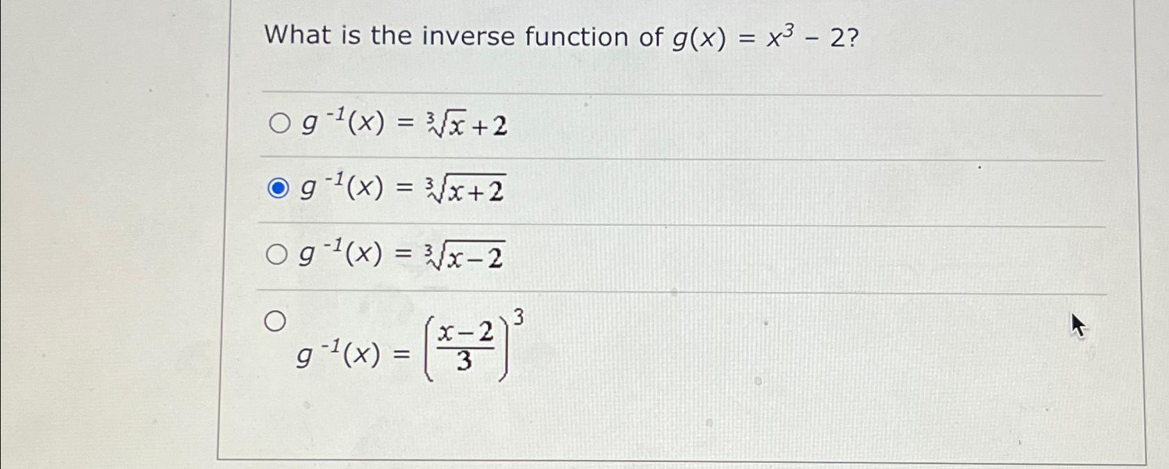 Solved What is the inverse function of | Chegg.com