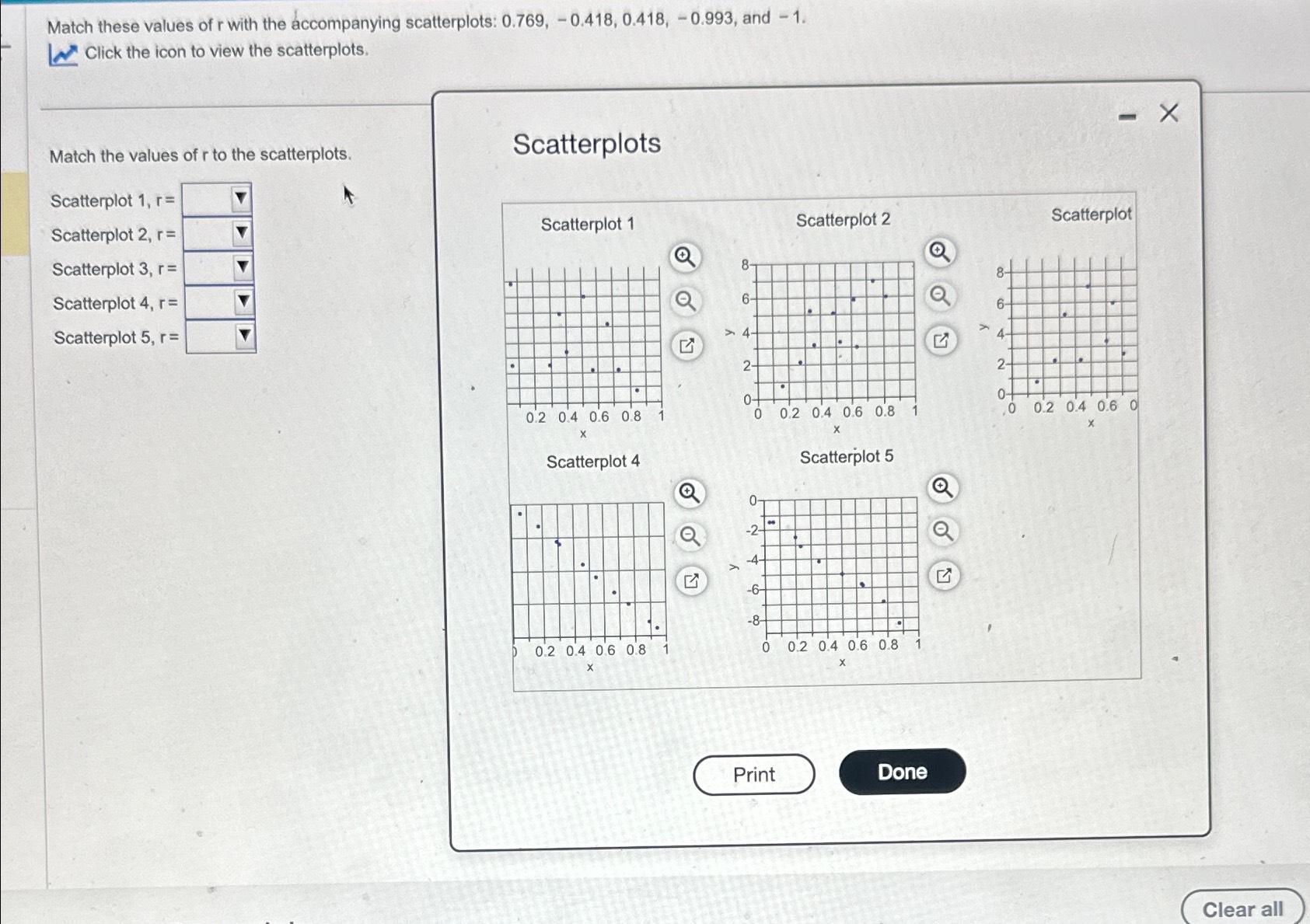 Solved Match these values of r ﻿with the accompanying | Chegg.com