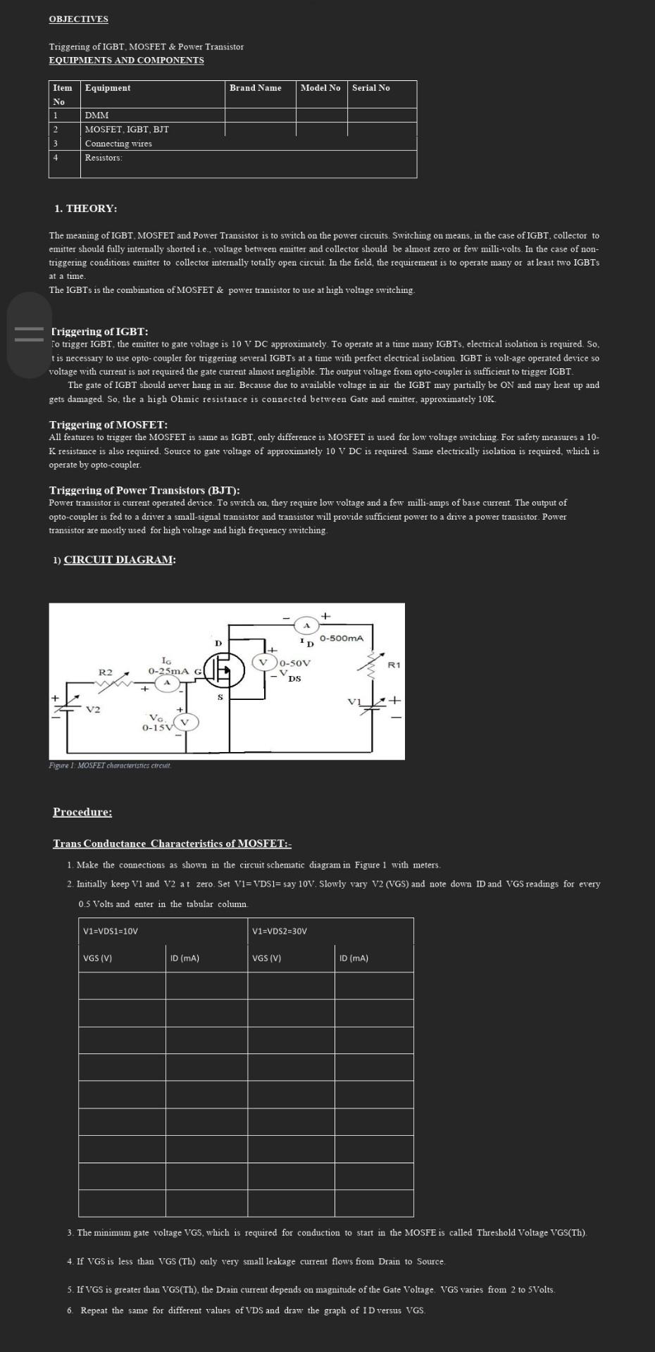Solved OBJECTIVES Triggering of IGBT, MOSFET \& Power | Chegg.com