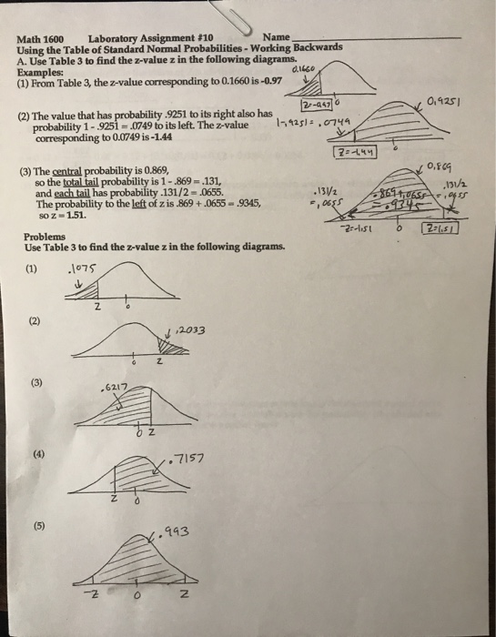 Solved Math 1600 Laboratory Assignment #10 Name Using the | Chegg.com