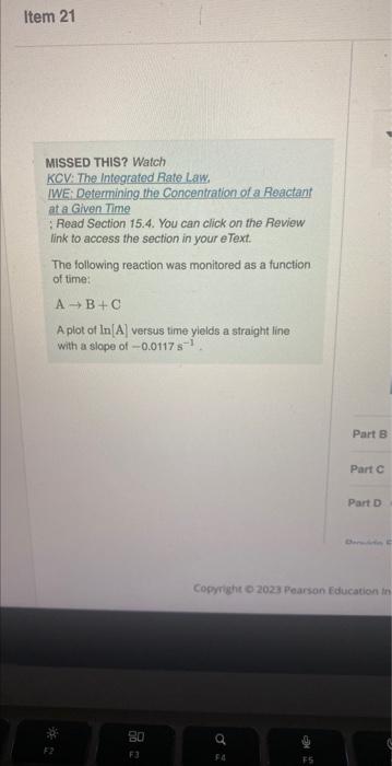 MISSED THIS? Watch KCV: The integrated Rate Law. IWE: | Chegg.com