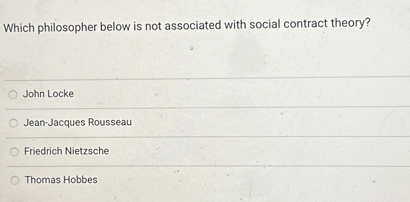 Solved Which philosopher below is not associated with social | Chegg.com