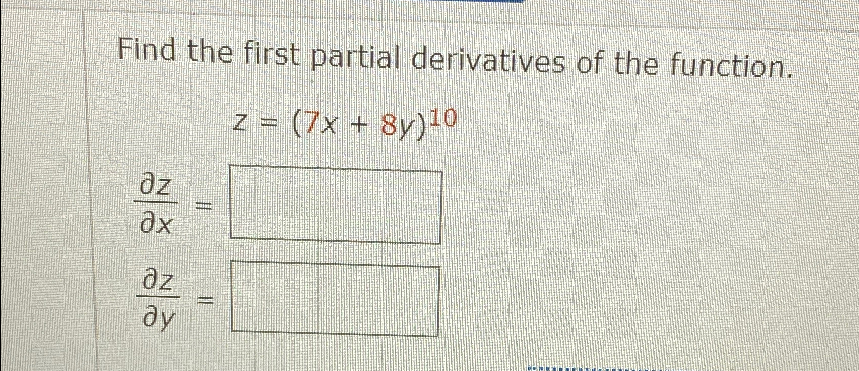 Solved Find the first partial derivatives of the | Chegg.com