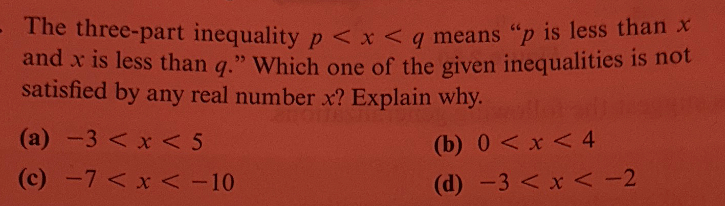 The three-part inequality | Chegg.com