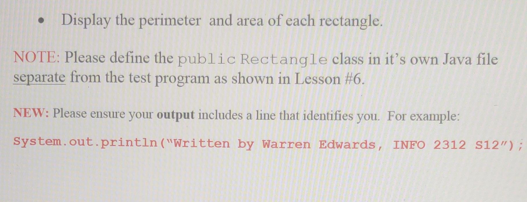 Solved C4.3. Following the example of the Circle class we | Chegg.com