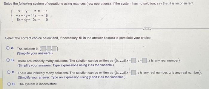 Solved Solve the following system of equations using | Chegg.com