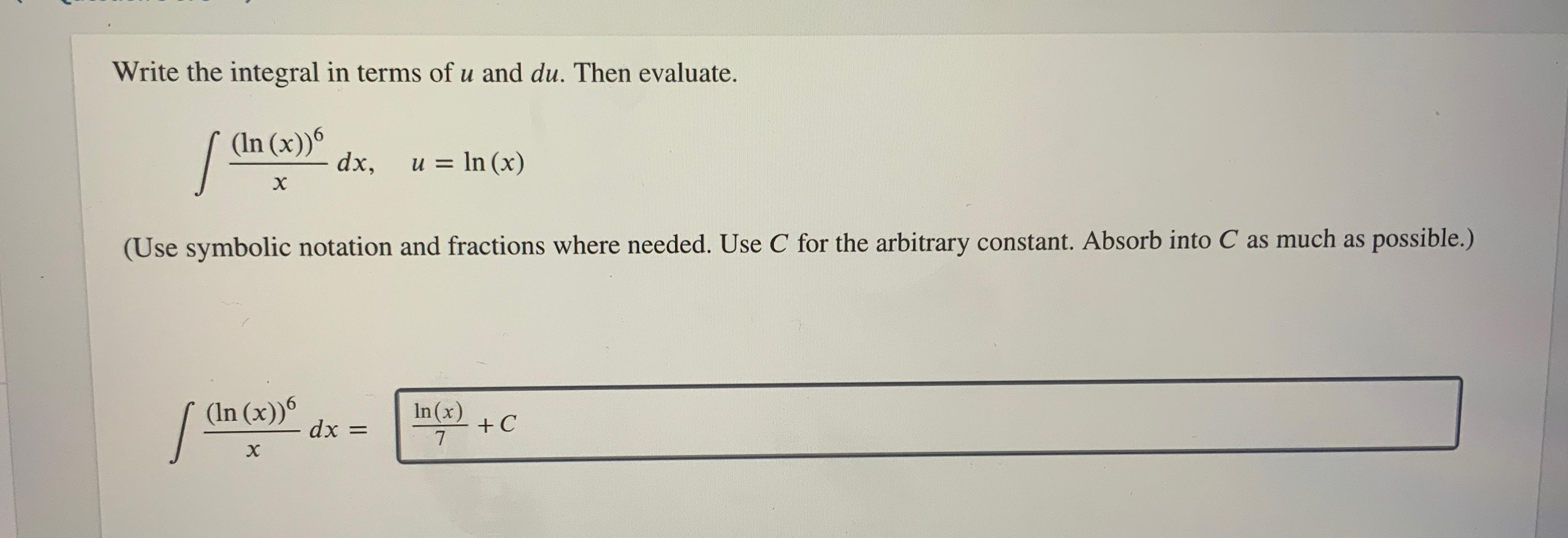 Solved Write the integral in terms of u ﻿and du. ﻿Then | Chegg.com