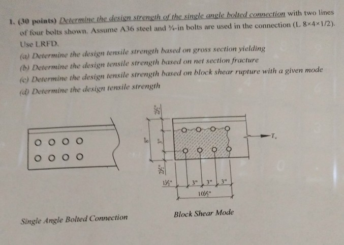 Solved 1. (30 peints) Determine the design strength of the | Chegg.com