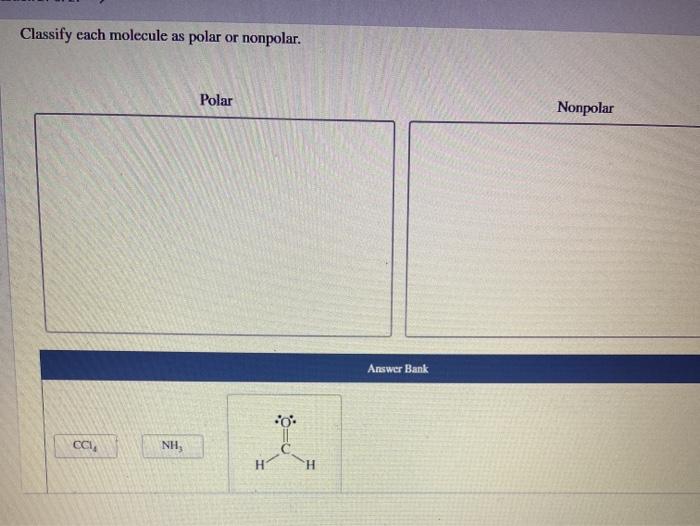 Solved Classify each molecule as polar or nonpolar. Polar | Chegg.com